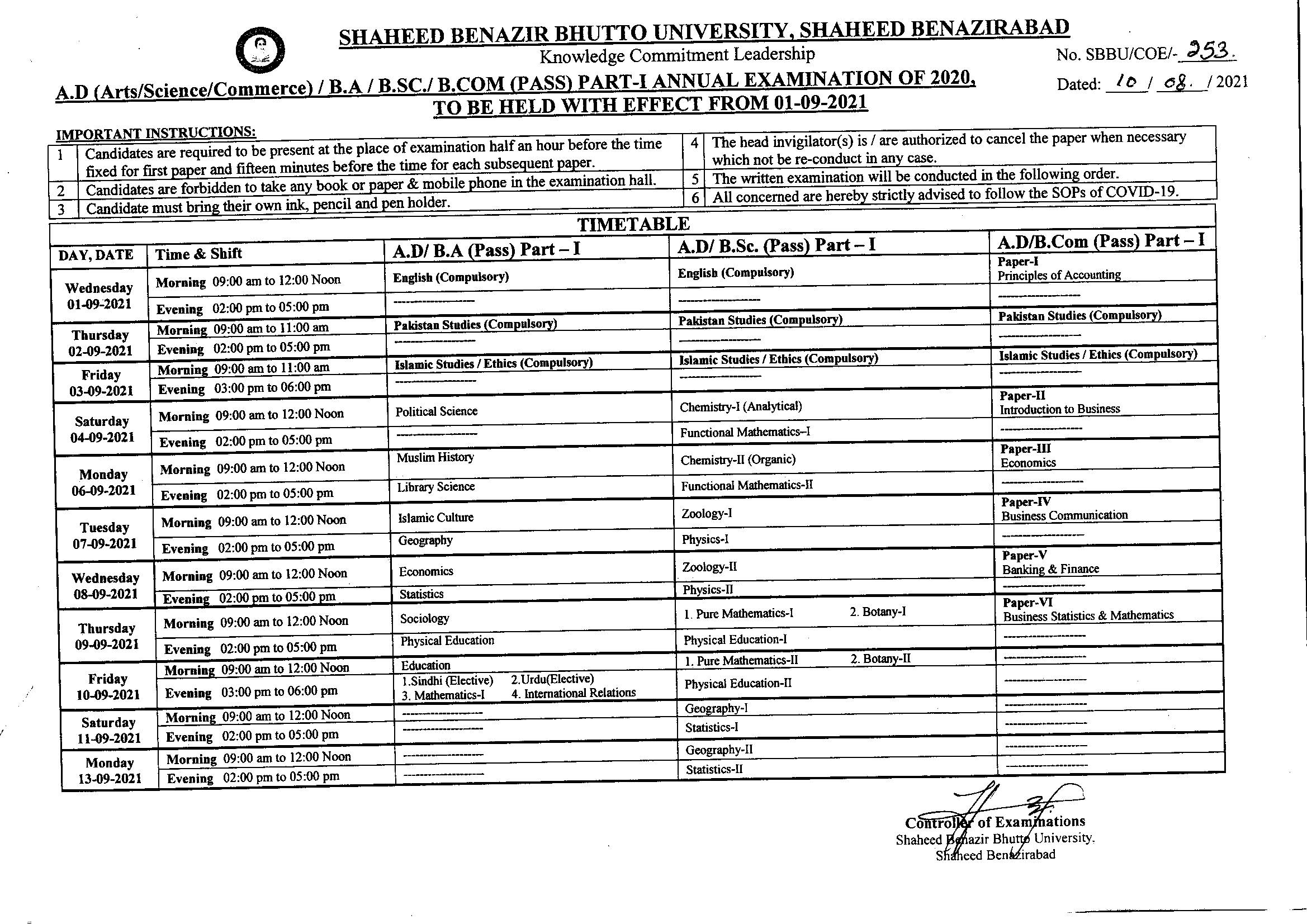 Notice Board-Shaheed Benazir Bhutto University Shaheed Benazirabad
